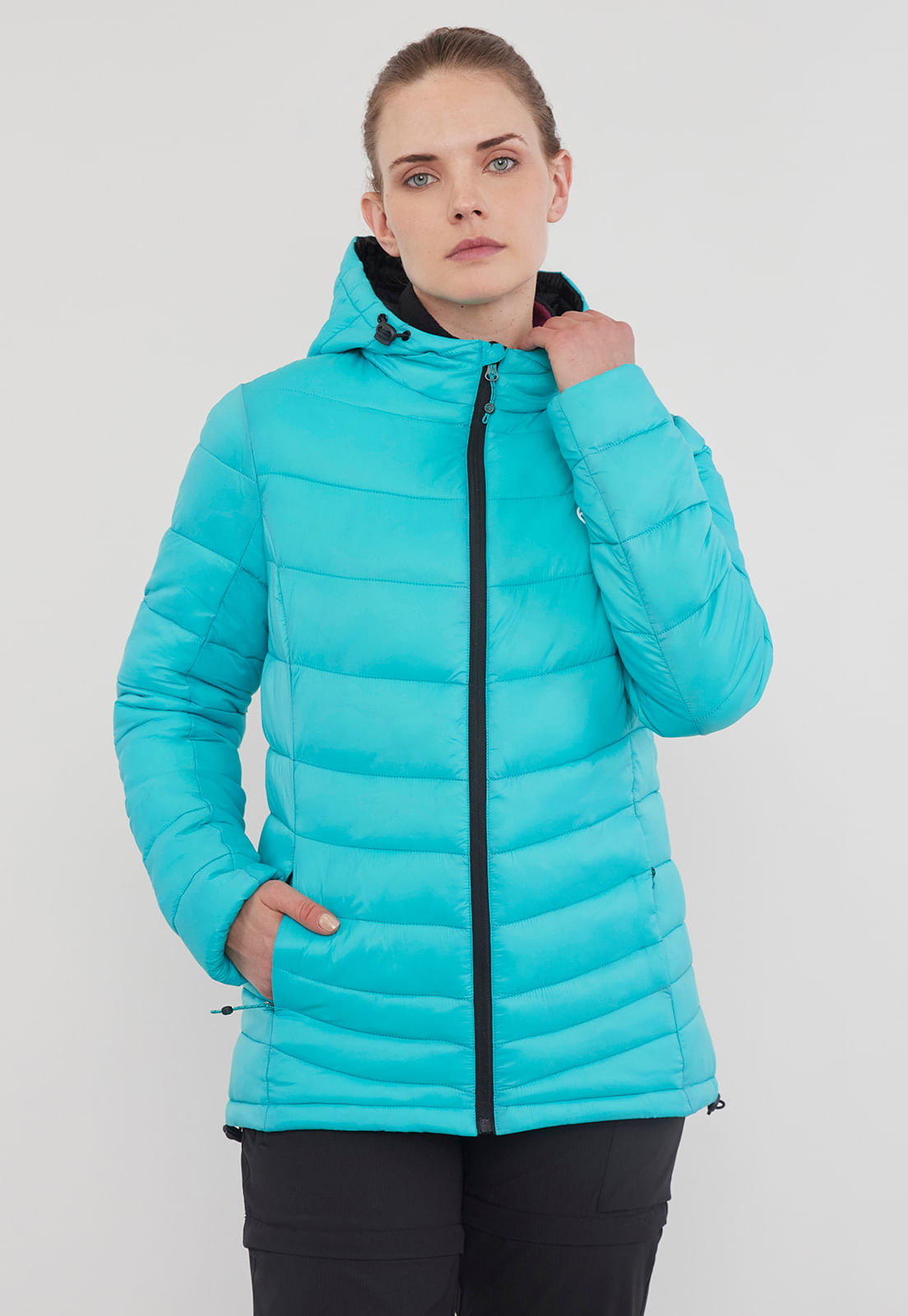Parka Outdoor Mujer Padding Poliéster Reciclado Celeste | Knasta Chile